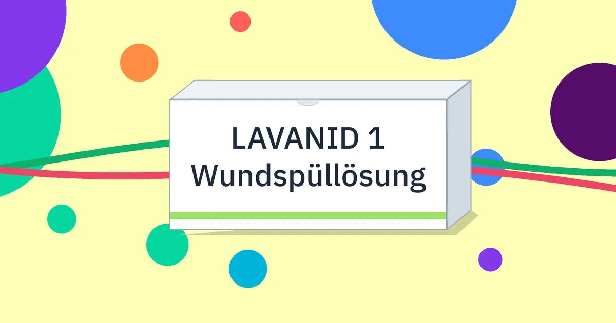 Symbolbild: Packung mit der Aufschrift LAVANID 1 Wundspüllösung (PZN 18730957) – Verfügbarkeit und Bezug in Apotheken in Frankfurt am Main