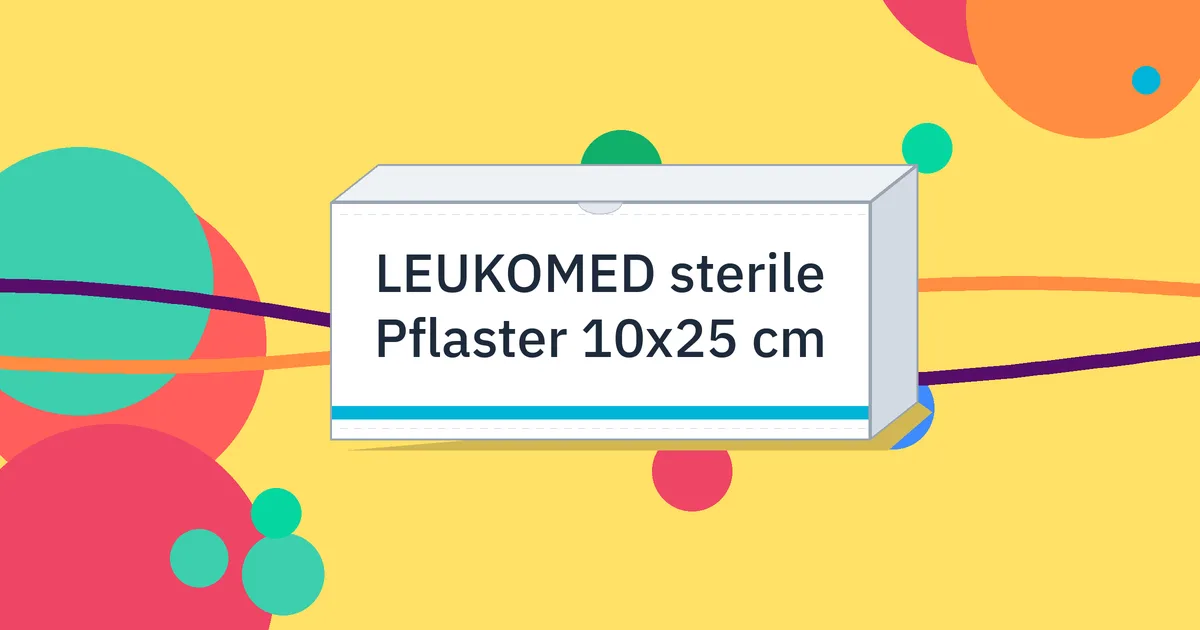 Symbolbild: Packung mit der Aufschrift LEUKOMED sterile Pflaster 10x25 cm (PZN 16002076) – Verfügbarkeit und Bezug in Apotheken in Frankfurt am Main