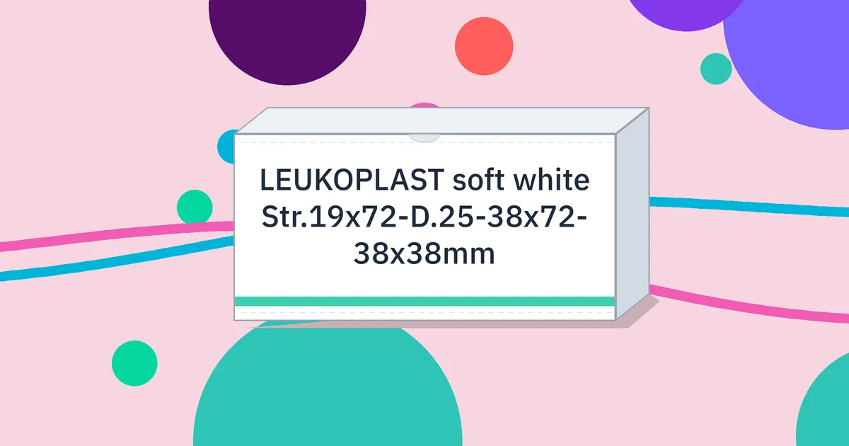 Symbolbild: Packung mit der Aufschrift LEUKOPLAST soft white Str.19x72-D.25-38x72-38x38mm (PZN 19065143) – Verfügbarkeit und Bezug in Apotheken in Frankfurt am Main