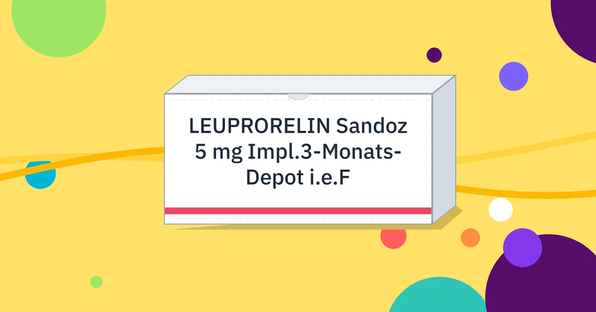 Symbolbild: Packung mit der Aufschrift LEUPRORELIN Sandoz 5 mg Impl.3-Monats-Depot i.e.F (PZN 19694063) – Verfügbarkeit und Bezug in Apotheken in Frankfurt am Main
