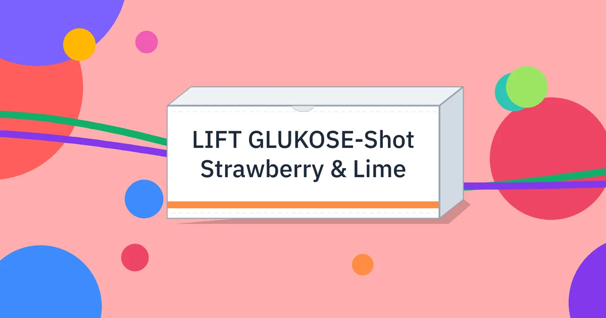 Symbolbild: Packung mit der Aufschrift LIFT GLUKOSE-Shot Strawberry & Lime (PZN 19987285) – Verfügbarkeit und Bezug in Apotheken in Frankfurt am Main
