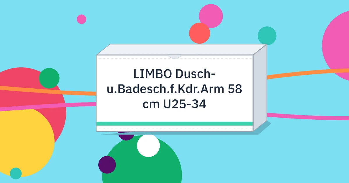 Symbolbild: Packung mit der Aufschrift LIMBO Dusch-u.Badesch.f.Kdr.Arm 58 cm U25-34 (PZN 13234248) – Verfügbarkeit und Bezug in Apotheken in Frankfurt am Main