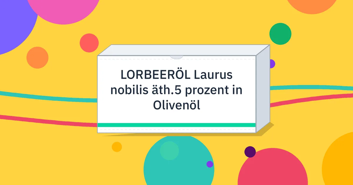 Symbolbild: Packung mit der Aufschrift LORBEERÖL Laurus nobilis äth.5 prozent in Olivenöl (PZN 02467819) – Verfügbarkeit und Bezug in Apotheken in Frankfurt am Main