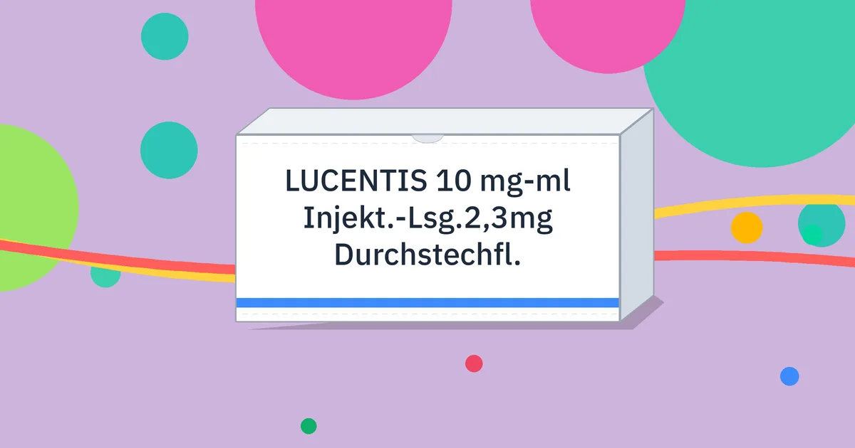 Symbolbild: Packung mit der Aufschrift LUCENTIS 10 mg-ml Injekt.-Lsg.2,3mg Durchstechfl. (PZN 10167385) – Verfügbarkeit und Bezug in Apotheken in Frankfurt am Main