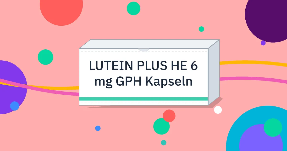 Symbolbild: Packung mit der Aufschrift LUTEIN PLUS HE 6 mg GPH Kapseln (PZN 02454946) – Verfügbarkeit und Bezug in Apotheken in Frankfurt am Main