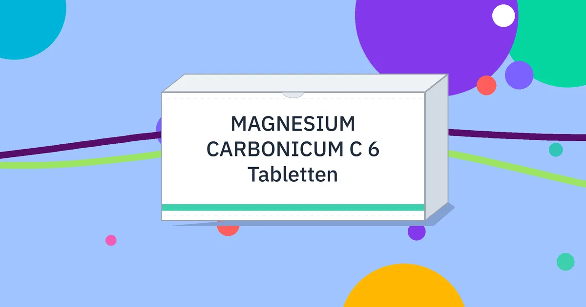 Symbolbild: Packung mit der Aufschrift MAGNESIUM CARBONICUM C 6 Tabletten (PZN 07173241) – Verfügbarkeit und Bezug in Apotheken in Frankfurt am Main