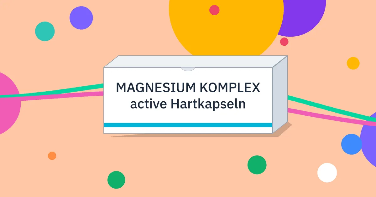 Symbolbild: Packung mit der Aufschrift MAGNESIUM KOMPLEX active Hartkapseln (PZN 16871814) – Verfügbarkeit und Bezug in Apotheken in Frankfurt am Main