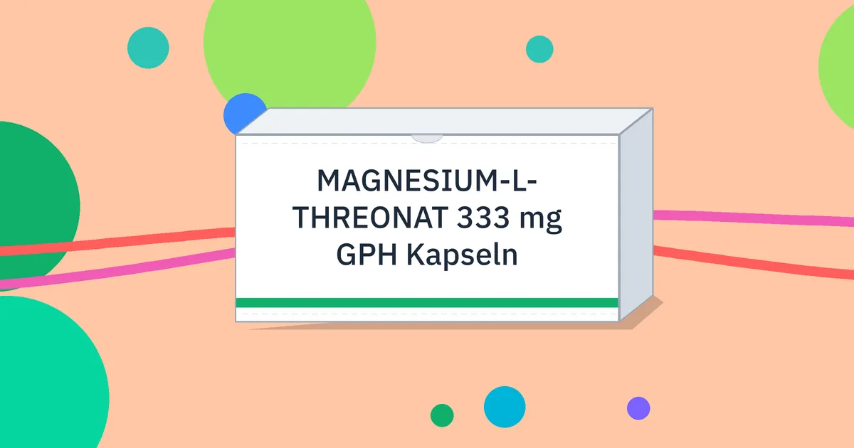 Symbolbild: Packung mit der Aufschrift MAGNESIUM-L-THREONAT 333 mg GPH Kapseln (PZN 19954498) – Verfügbarkeit und Bezug in Apotheken in Frankfurt am Main