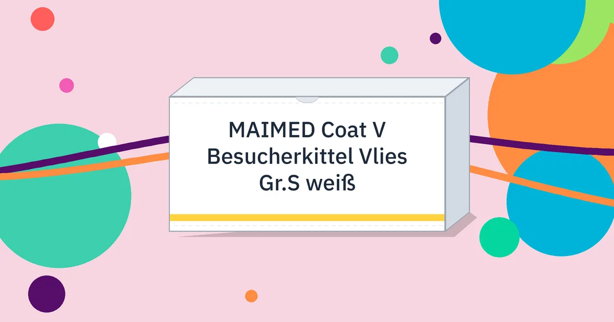 Symbolbild: Packung mit der Aufschrift MAIMED Coat V Besucherkittel Vlies Gr.S weiß (PZN 20349704) – Verfügbarkeit und Bezug in Apotheken in Frankfurt am Main