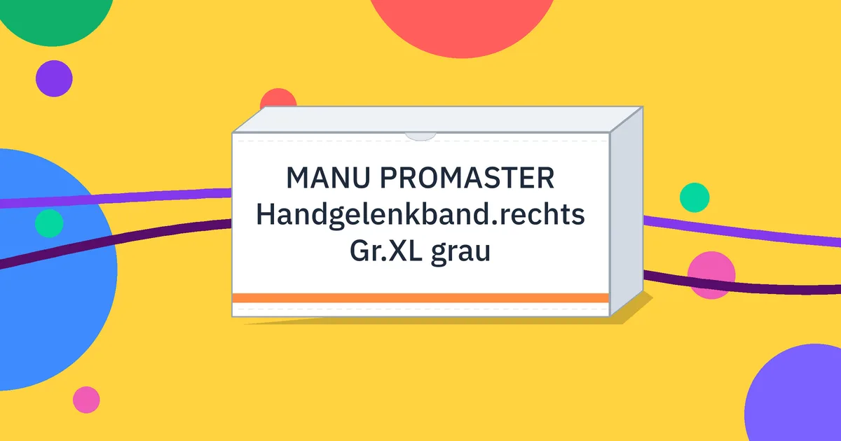 Symbolbild: Packung mit der Aufschrift MANU PROMASTER Handgelenkband.rechts Gr.XL grau (PZN 10927583) – Verfügbarkeit und Bezug in Apotheken in Frankfurt am Main