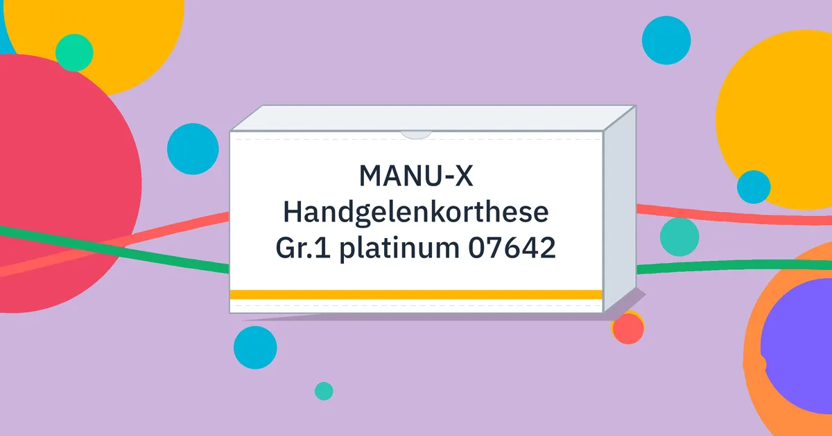 Symbolbild: Packung mit der Aufschrift MANU-X Handgelenkorthese Gr.1 platinum 07642 (PZN 16316834) – Verfügbarkeit und Bezug in Apotheken in Frankfurt am Main