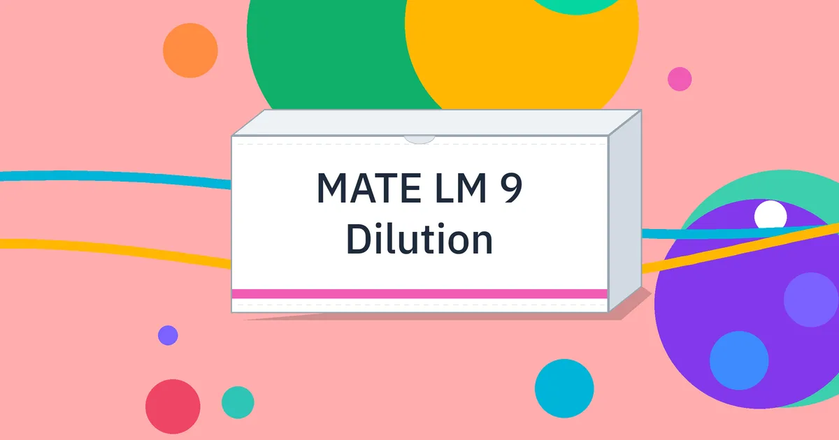 Symbolbild: Packung mit der Aufschrift MATE LM 9 Dilution (PZN 12946917) – Verfügbarkeit und Bezug in Apotheken in Frankfurt am Main