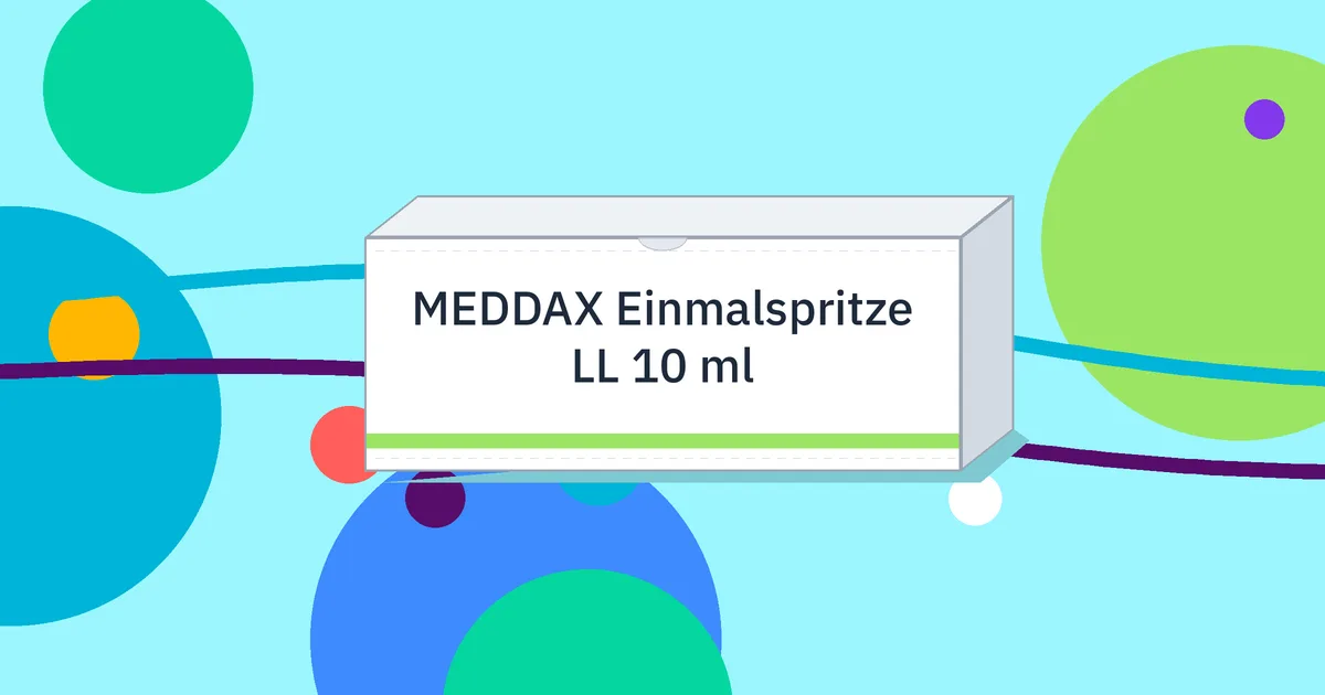 Symbolbild: Packung mit der Aufschrift MEDDAX Einmalspritze LL 10 ml (PZN 18163754) – Verfügbarkeit und Bezug in Apotheken in Frankfurt am Main