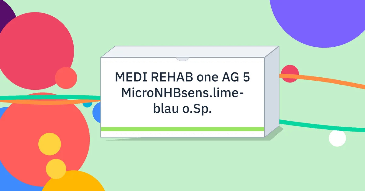 Symbolbild: Packung mit der Aufschrift MEDI REHAB one AG 5 MicroNHBsens.lime-blau o.Sp. (PZN 16753658) – Verfügbarkeit und Bezug in Apotheken in Frankfurt am Main