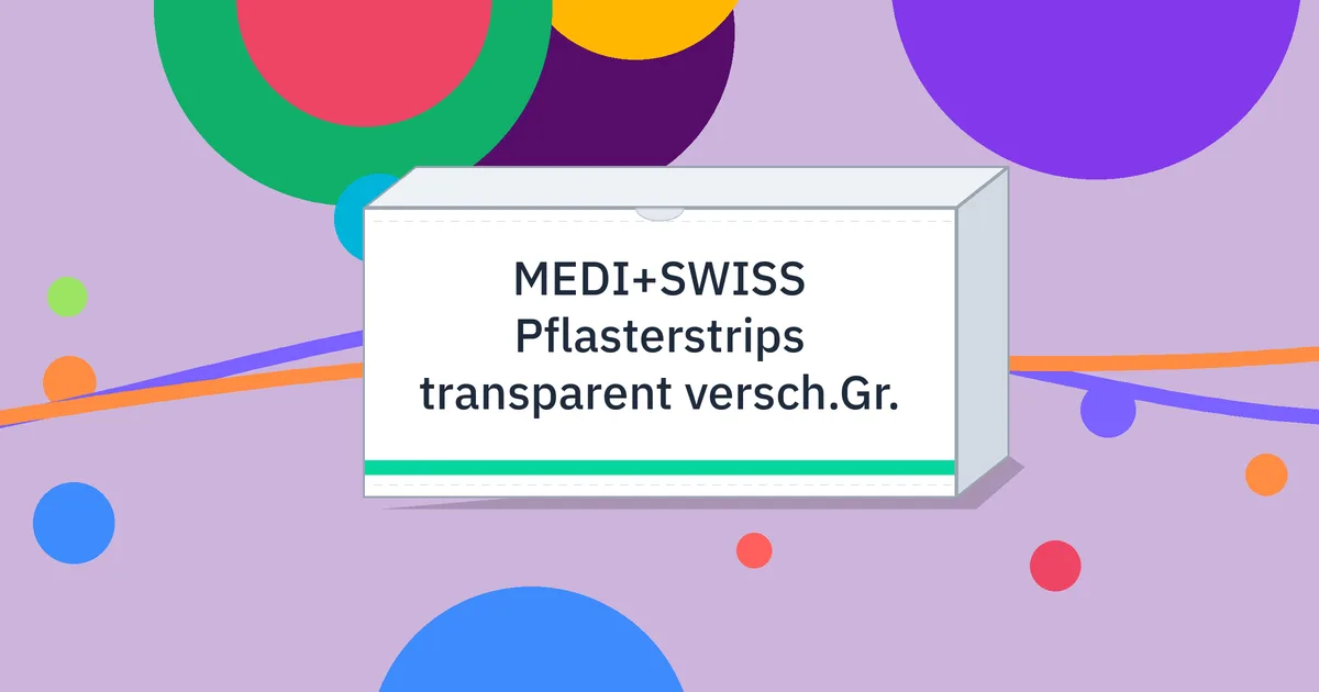 Symbolbild: Packung mit der Aufschrift MEDI+SWISS Pflasterstrips transparent versch.Gr. (PZN 16907191) – Verfügbarkeit und Bezug in Apotheken in Frankfurt am Main