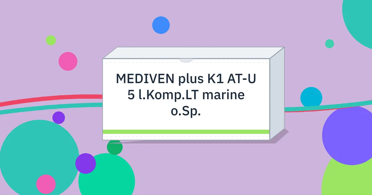Symbolbild: Packung mit der Aufschrift MEDIVEN plus K1 AT-U 5 l.Komp.LT marine o.Sp. (PZN 15032537) – Verfügbarkeit und Bezug in Apotheken in Frankfurt am Main