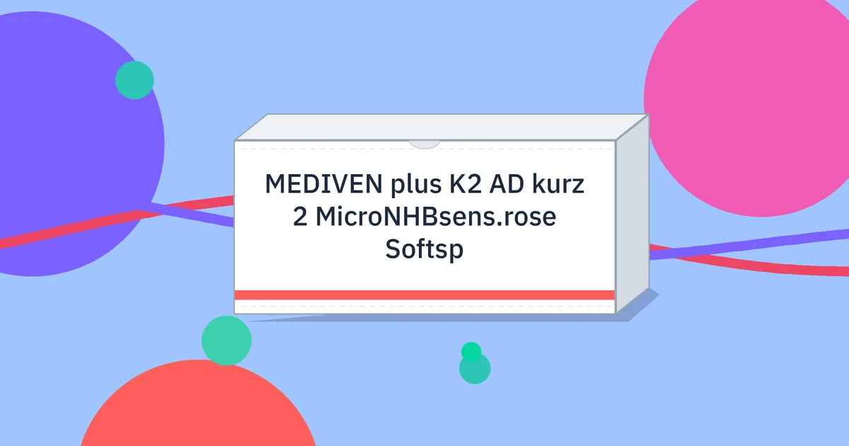 Symbolbild: Packung mit der Aufschrift MEDIVEN plus K2 AD kurz 2 MicroNHBsens.rose Softsp (PZN 15933967) – Verfügbarkeit und Bezug in Apotheken in Frankfurt am Main