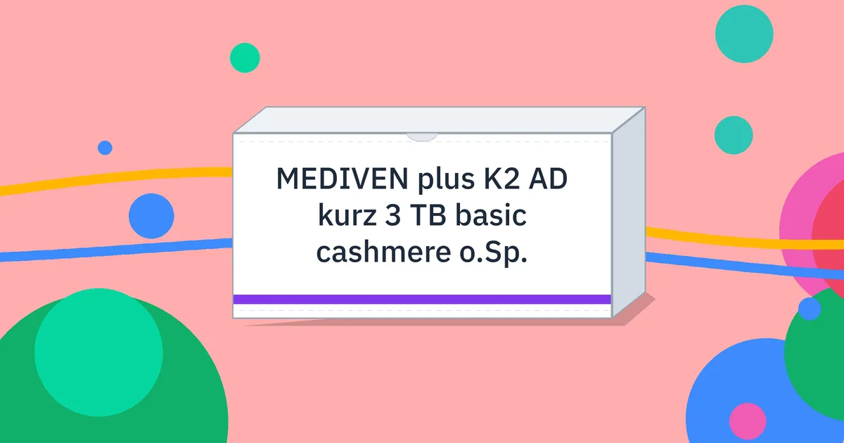 Symbolbild: Packung mit der Aufschrift MEDIVEN plus K2 AD kurz 3 TB basic cashmere o.Sp. (PZN 15098111) – Verfügbarkeit und Bezug in Apotheken in Frankfurt am Main