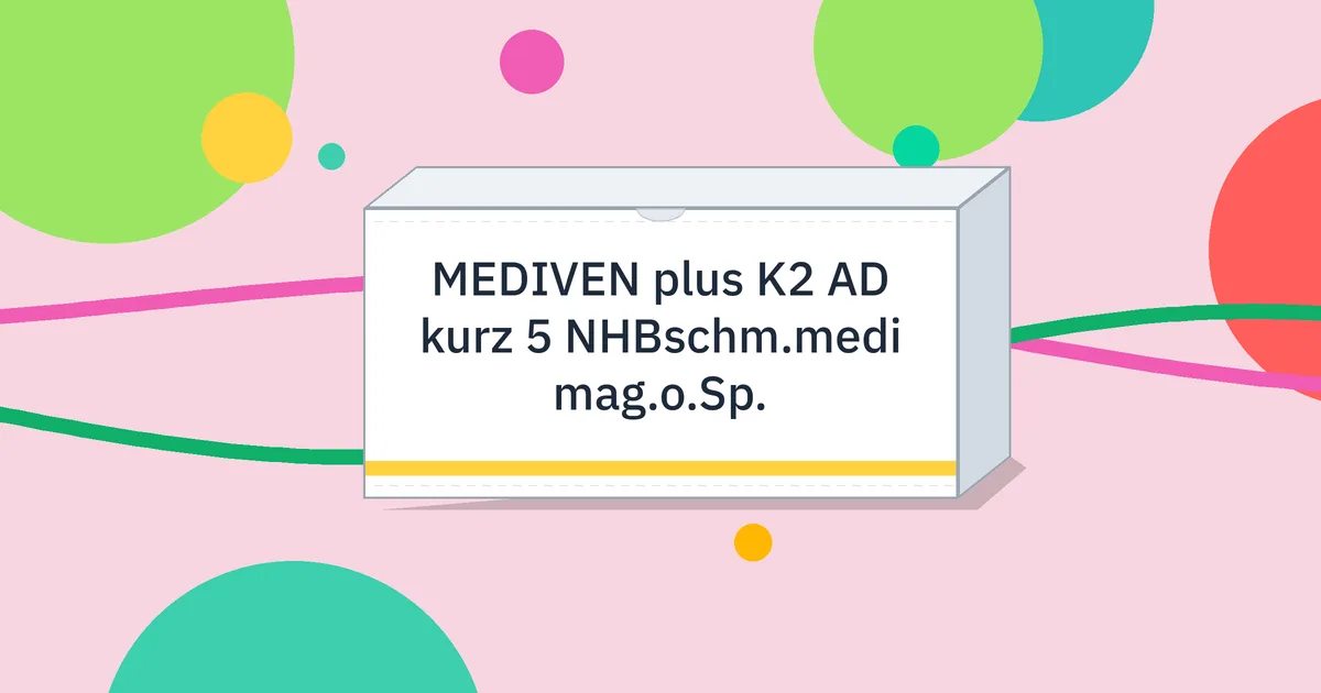 Symbolbild: Packung mit der Aufschrift MEDIVEN plus K2 AD kurz 5 NHBschm.medi mag.o.Sp. (PZN 15926660) – Verfügbarkeit und Bezug in Apotheken in Frankfurt am Main