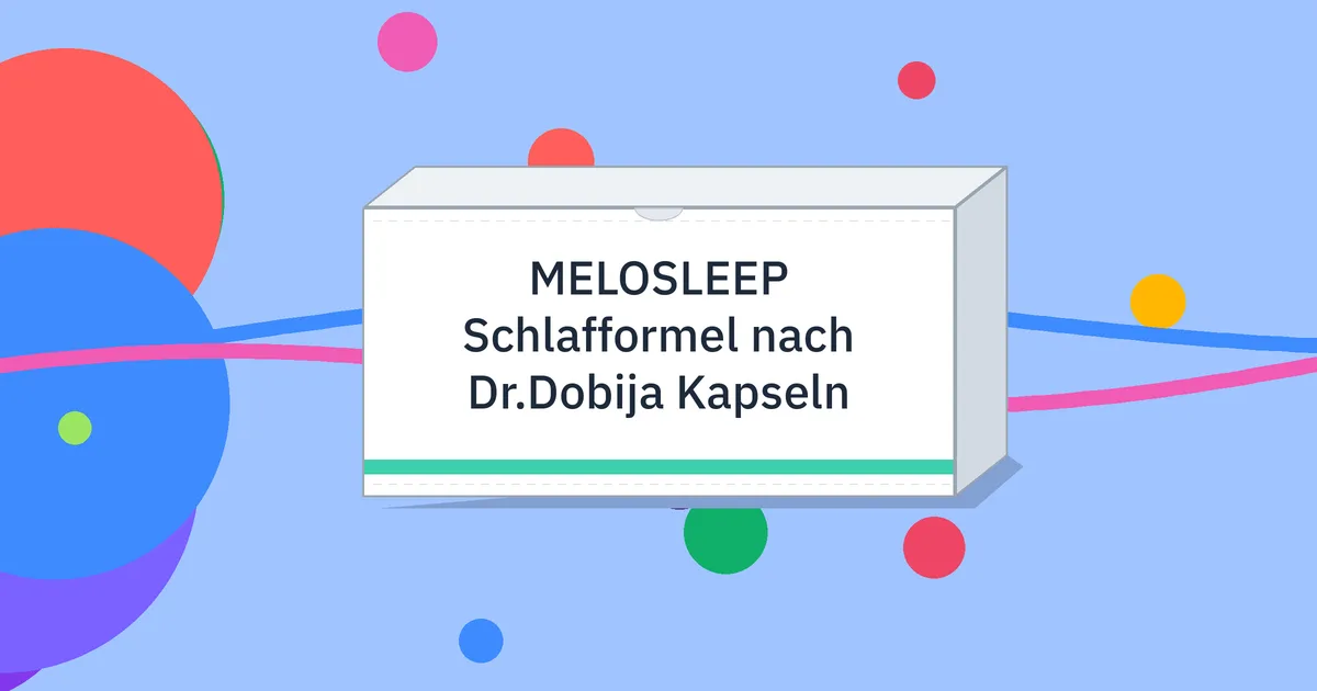Symbolbild: Packung mit der Aufschrift MELOSLEEP Schlafformel nach Dr.Dobija Kapseln (PZN 19510778) – Verfügbarkeit und Bezug in Apotheken in Frankfurt am Main