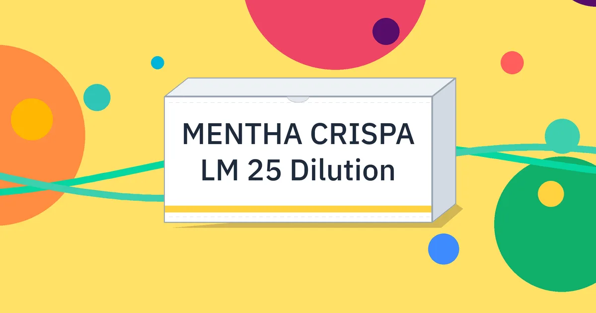 Symbolbild: Packung mit der Aufschrift MENTHA CRISPA LM 25 Dilution (PZN 13603912) – Verfügbarkeit und Bezug in Apotheken in Frankfurt am Main