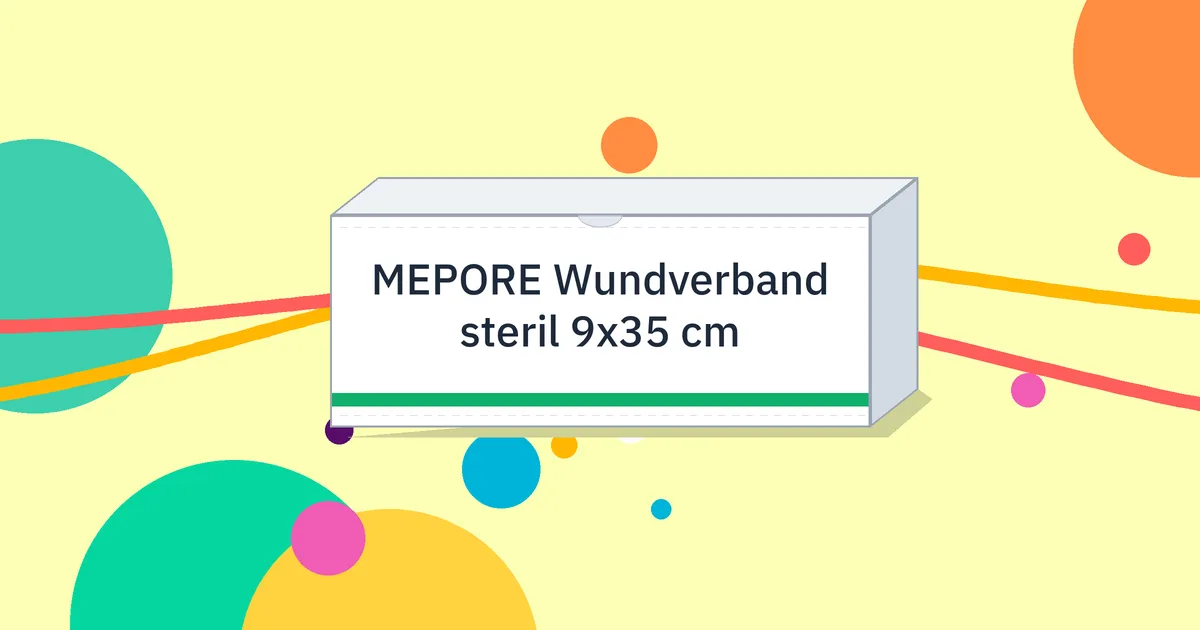 Symbolbild: Packung mit der Aufschrift MEPORE Wundverband steril 9x35 cm (PZN 11003272) – Verfügbarkeit und Bezug in Apotheken in Frankfurt am Main