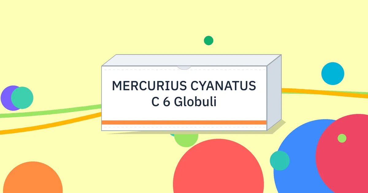 Symbolbild: Packung mit der Aufschrift MERCURIUS CYANATUS C 6 Globuli (PZN 19714989) – Verfügbarkeit und Bezug in Apotheken in Frankfurt am Main