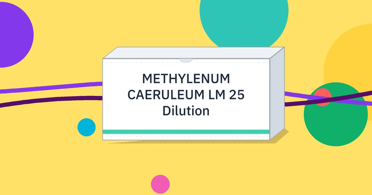 Symbolbild: Packung mit der Aufschrift METHYLENUM CAERULEUM LM 25 Dilution (PZN 13607181) – Verfügbarkeit und Bezug in Apotheken in Frankfurt am Main