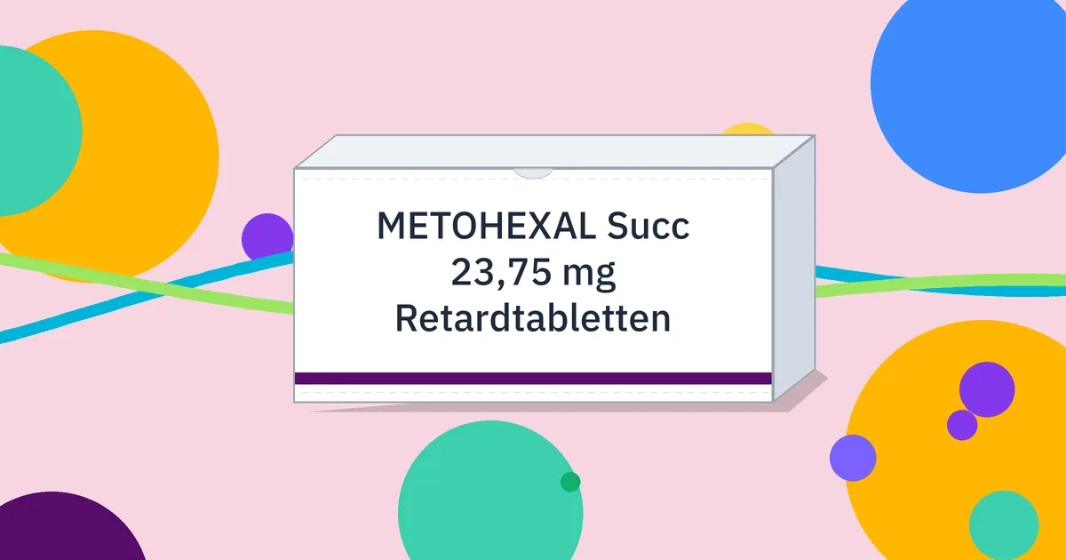 Symbolbild: Packung mit der Aufschrift METOHEXAL Succ 23,75 mg Retardtabletten (PZN 00850402) – Verfügbarkeit und Bezug in Apotheken in Frankfurt am Main