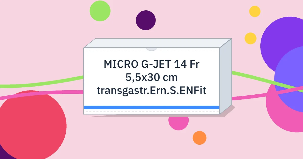 Symbolbild: Packung mit der Aufschrift MICRO G-JET 14 Fr 5,5x30 cm transgastr.Ern.S.ENFit (PZN 17818934) – Verfügbarkeit und Bezug in Apotheken in Frankfurt am Main