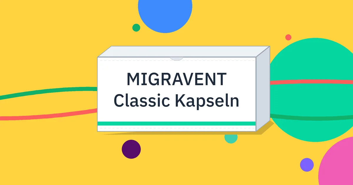 Symbolbild: Packung mit der Aufschrift MIGRAVENT Classic Kapseln (PZN 06833994) – Verfügbarkeit und Bezug in Apotheken in Frankfurt am Main