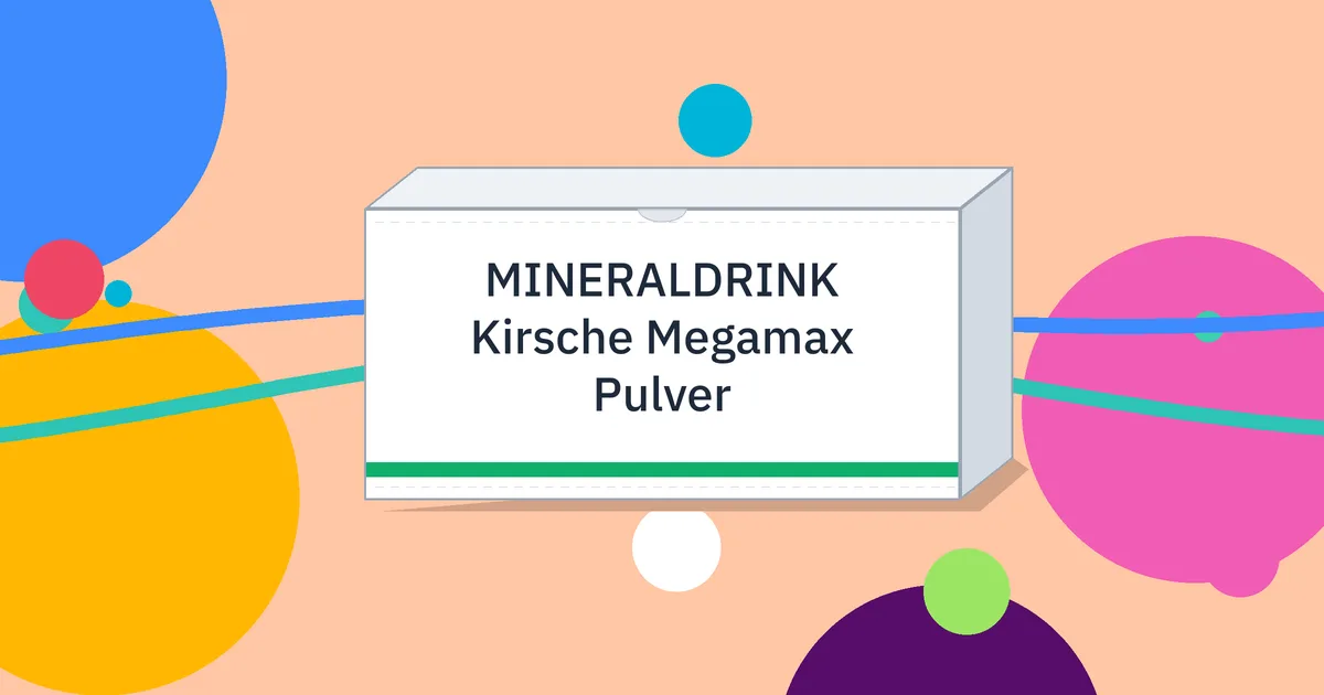 Symbolbild: Packung mit der Aufschrift MINERALDRINK Kirsche Megamax Pulver (PZN 07378121) – Verfügbarkeit und Bezug in Apotheken in Frankfurt am Main