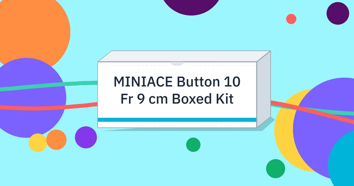 Symbolbild: Packung mit der Aufschrift MINIACE Button 10 Fr 9 cm Boxed Kit (PZN 16953311) – Verfügbarkeit und Bezug in Apotheken in Frankfurt am Main