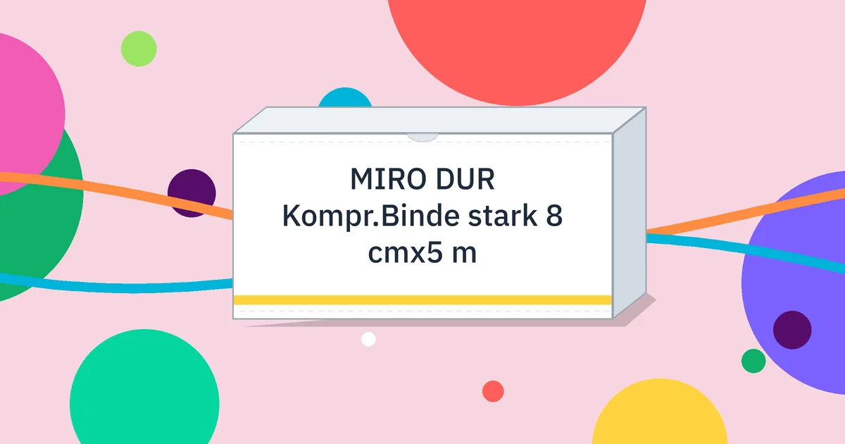 Symbolbild: Packung mit der Aufschrift MIRO DUR Kompr.Binde stark 8 cmx5 m (PZN 06854312) – Verfügbarkeit und Bezug in Apotheken in Frankfurt am Main