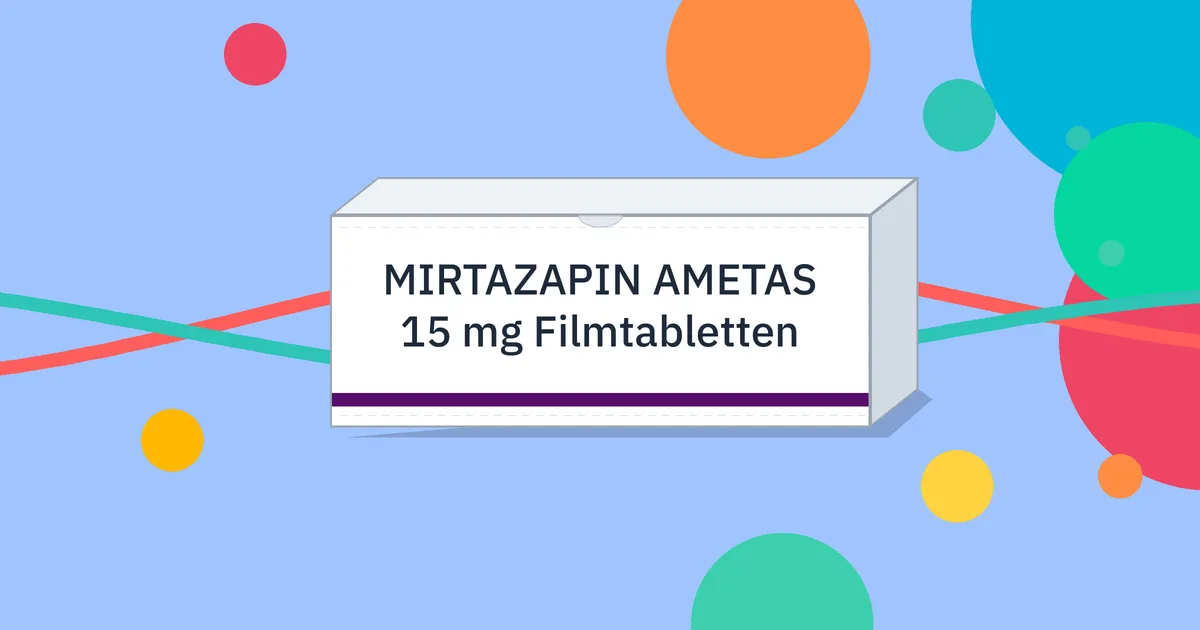 Symbolbild: Packung mit der Aufschrift MIRTAZAPIN AMETAS 15 mg Filmtabletten (PZN 18090630) – Verfügbarkeit und Bezug in Apotheken in Frankfurt am Main