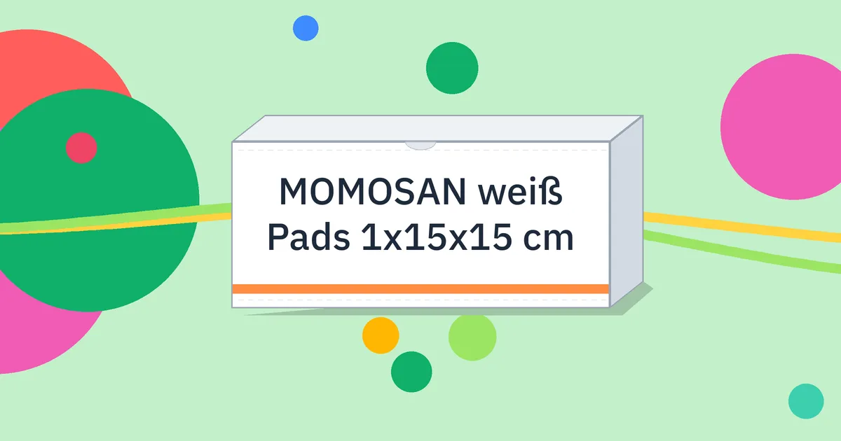 Symbolbild: Packung mit der Aufschrift MOMOSAN weiß Pads 1x15x15 cm (PZN 02417371) – Verfügbarkeit und Bezug in Apotheken in Frankfurt am Main