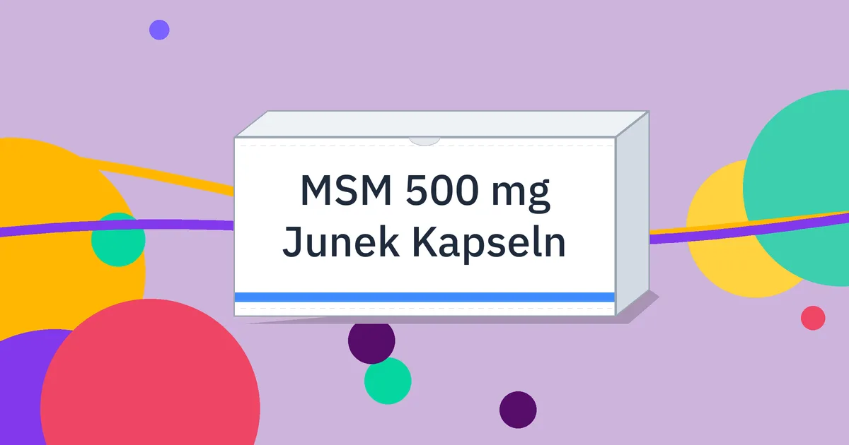 Symbolbild: Packung mit der Aufschrift MSM 500 mg Junek Kapseln (PZN 10051889) – Verfügbarkeit und Bezug in Apotheken in Frankfurt am Main