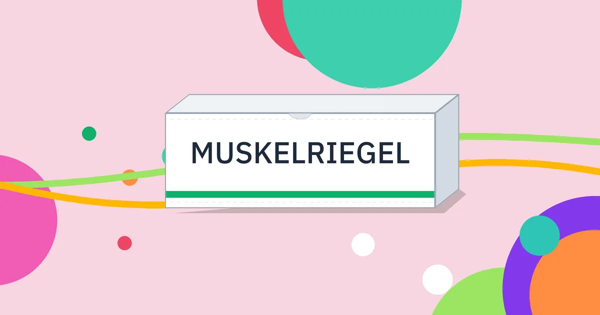 Symbolbild: Packung mit der Aufschrift MUSKELRIEGEL (PZN 18679251) – Verfügbarkeit und Bezug in Apotheken in Frankfurt am Main