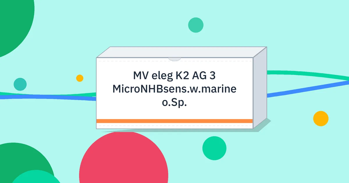 Symbolbild: Packung mit der Aufschrift MV eleg K2 AG 3 MicroNHBsens.w.marine o.Sp. (PZN 15725826) – Verfügbarkeit und Bezug in Apotheken in Frankfurt am Main