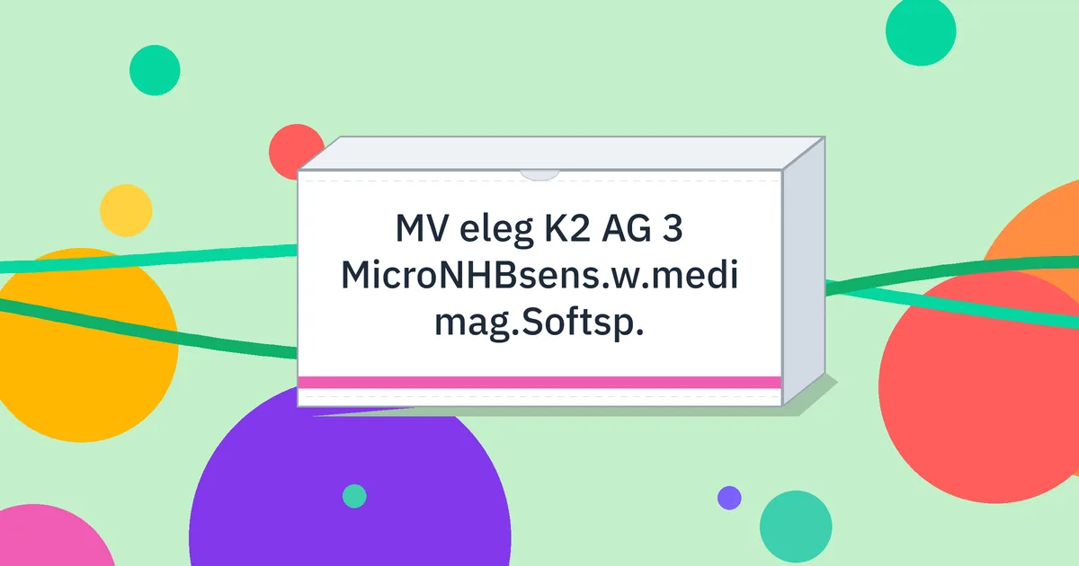 Symbolbild: Packung mit der Aufschrift MV eleg K2 AG 3 MicroNHBsens.w.medi mag.Softsp. (PZN 15725312) – Verfügbarkeit und Bezug in Apotheken in Frankfurt am Main