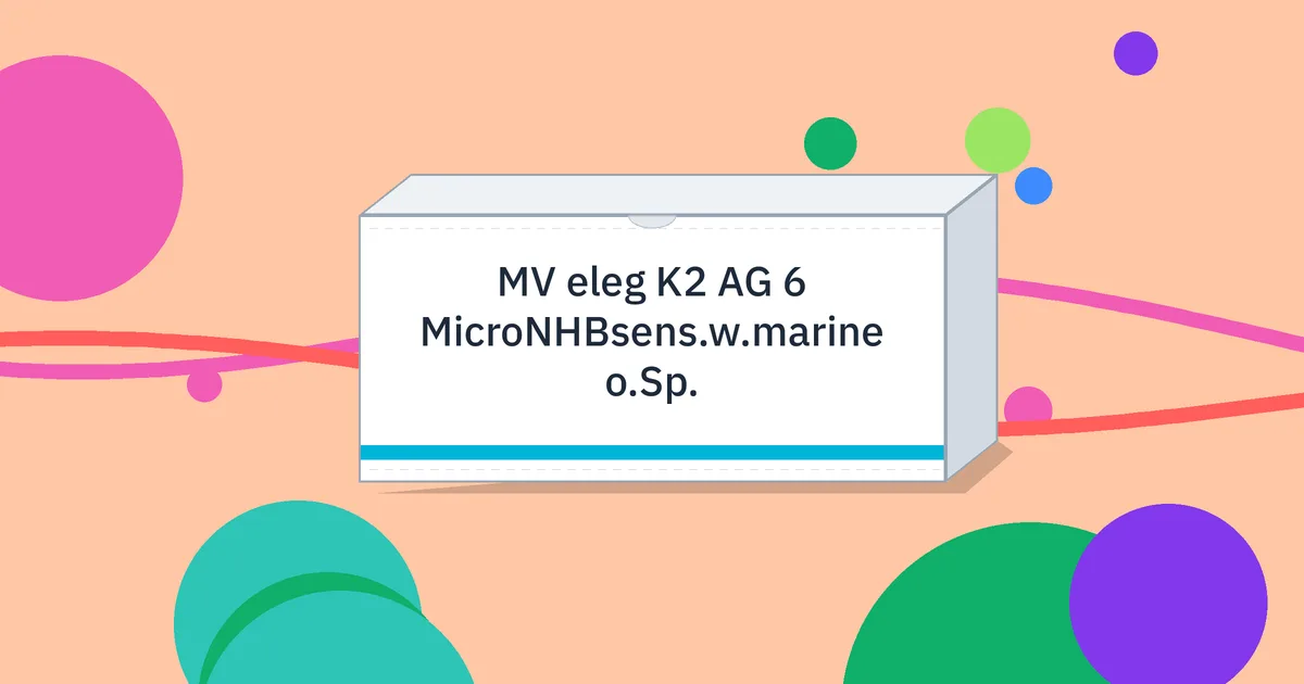 Symbolbild: Packung mit der Aufschrift MV eleg K2 AG 6 MicroNHBsens.w.marine o.Sp. (PZN 15725855) – Verfügbarkeit und Bezug in Apotheken in Frankfurt am Main