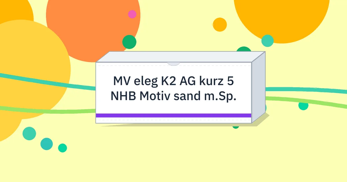 Symbolbild: Packung mit der Aufschrift MV eleg K2 AG kurz 5 NHB Motiv sand m.Sp. (PZN 18926672) – Verfügbarkeit und Bezug in Apotheken in Frankfurt am Main