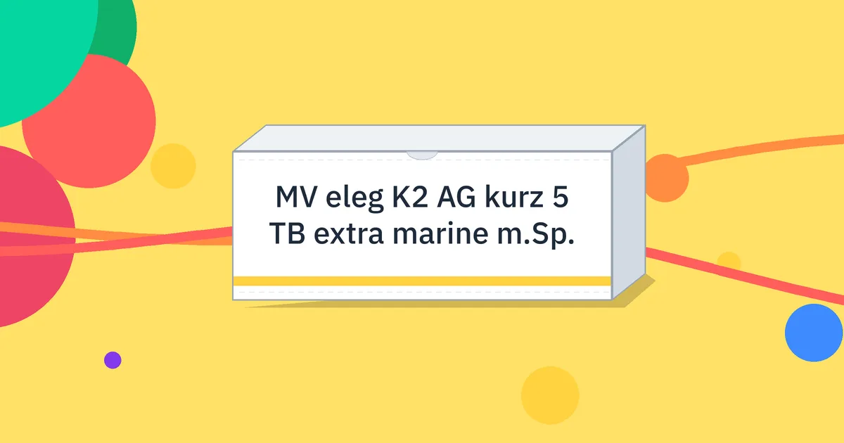 Symbolbild: Packung mit der Aufschrift MV eleg K2 AG kurz 5 TB extra marine m.Sp. (PZN 14605965) – Verfügbarkeit und Bezug in Apotheken in Frankfurt am Main