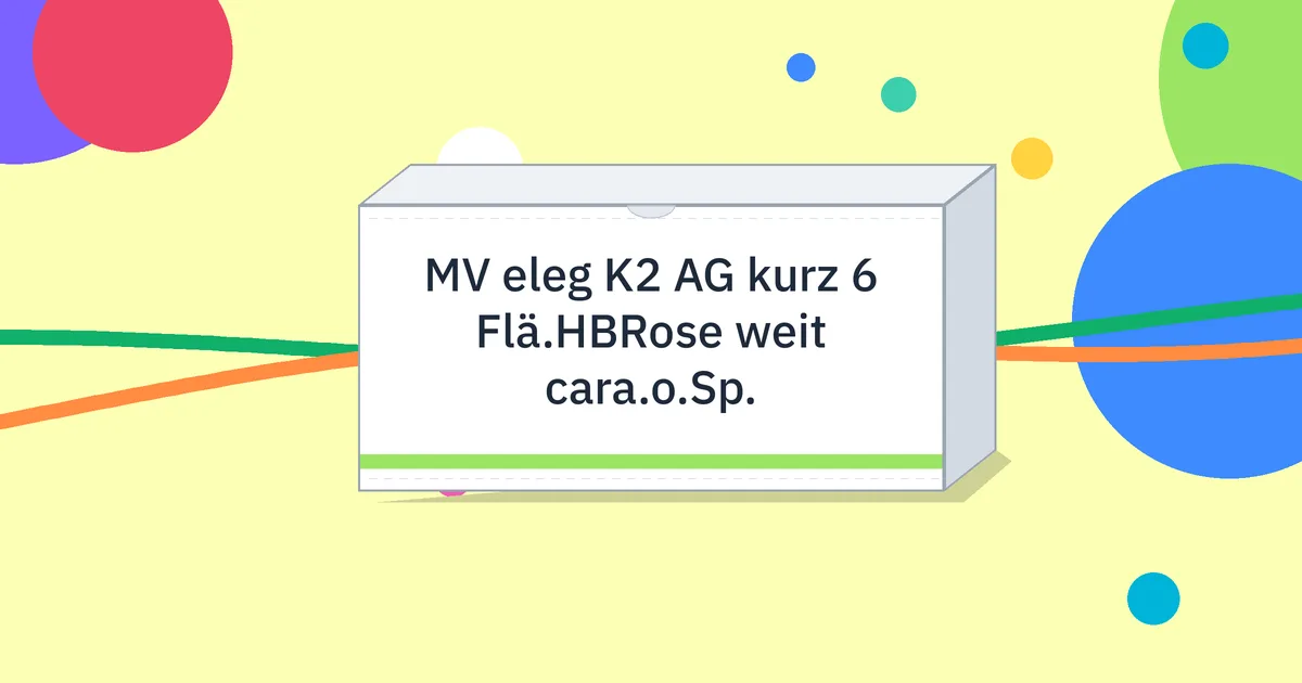 Symbolbild: Packung mit der Aufschrift MV eleg K2 AG kurz 6 Flä.HBRose weit cara.o.Sp. (PZN 15706668) – Verfügbarkeit und Bezug in Apotheken in Frankfurt am Main