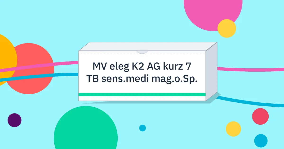 Symbolbild: Packung mit der Aufschrift MV eleg K2 AG kurz 7 TB sens.medi mag.o.Sp. (PZN 14636279) – Verfügbarkeit und Bezug in Apotheken in Frankfurt am Main