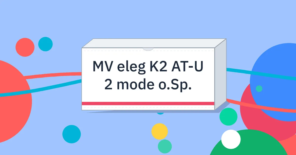 Symbolbild: Packung mit der Aufschrift MV eleg K2 AT-U 2 mode o.Sp. (PZN 04543571) – Verfügbarkeit und Bezug in Apotheken in Frankfurt am Main