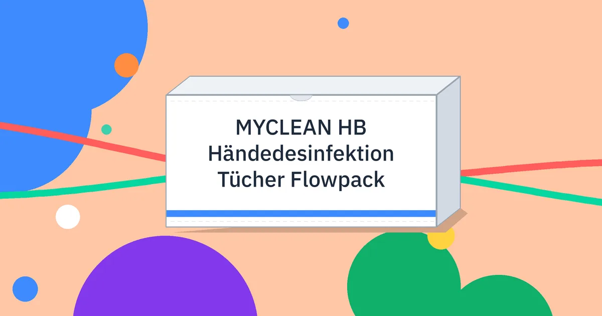 Symbolbild: Packung mit der Aufschrift MYCLEAN HB Händedesinfektion Tücher Flowpack (PZN 20632133) – Verfügbarkeit und Bezug in Apotheken in Frankfurt am Main