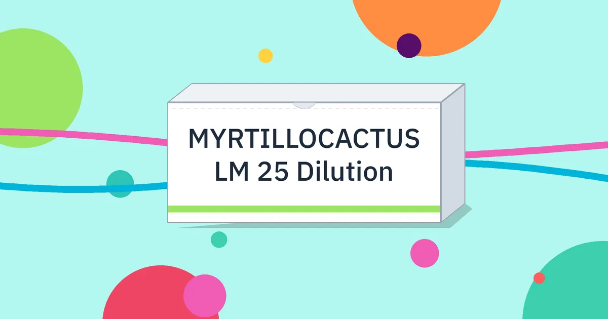 Symbolbild: Packung mit der Aufschrift MYRTILLOCACTUS LM 25 Dilution (PZN 13613193) – Verfügbarkeit und Bezug in Apotheken in Frankfurt am Main