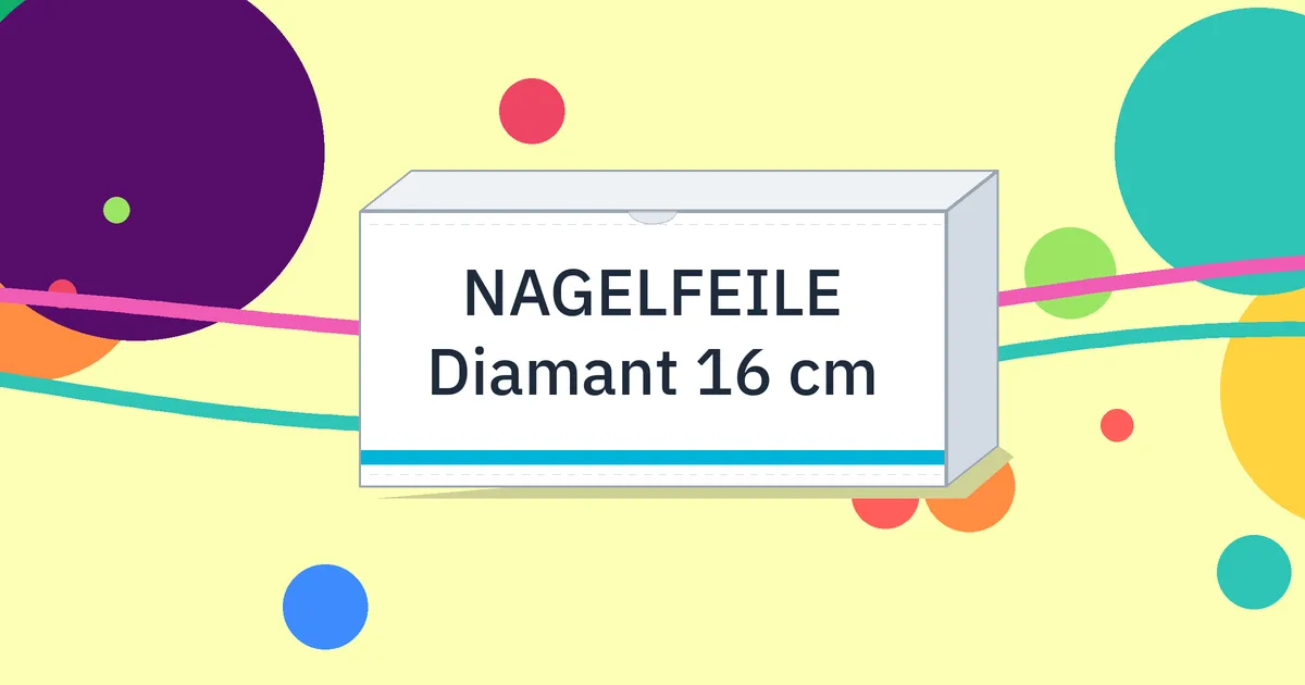 Symbolbild: Packung mit der Aufschrift NAGELFEILE Diamant 16 cm (PZN 04844367) – Verfügbarkeit und Bezug in Apotheken in Frankfurt am Main