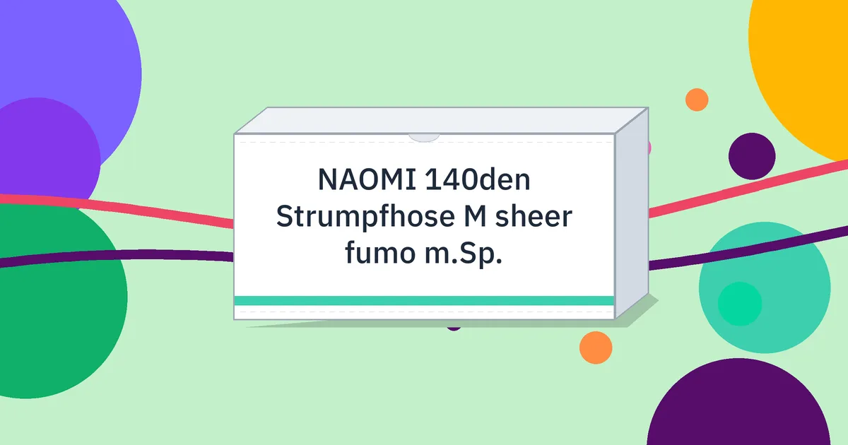 Symbolbild: Packung mit der Aufschrift NAOMI 140den Strumpfhose M sheer fumo m.Sp. (PZN 16177692) – Verfügbarkeit und Bezug in Apotheken in Frankfurt am Main